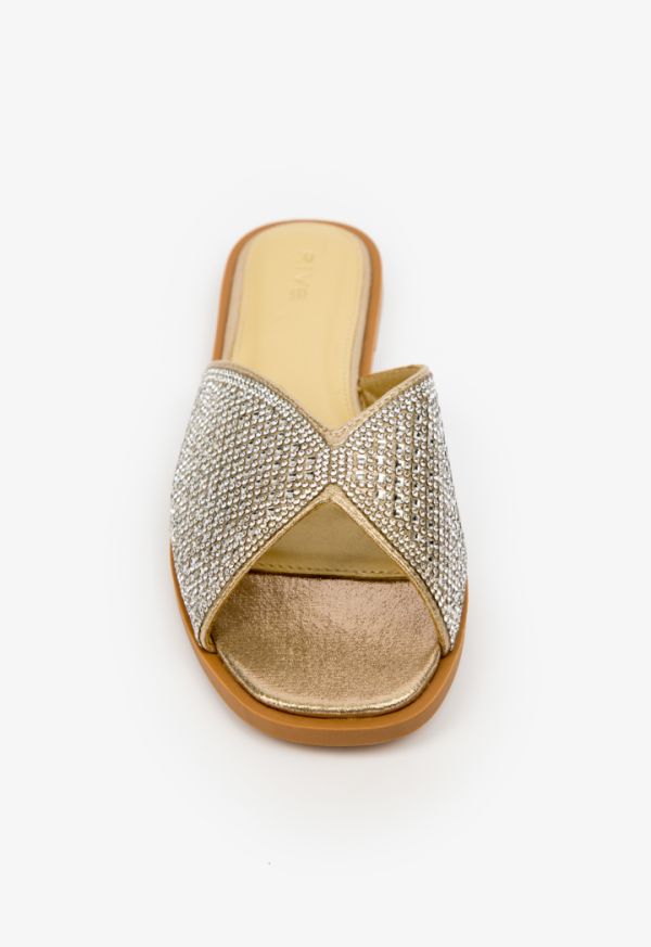 Crystal Embellished Flat Sandals