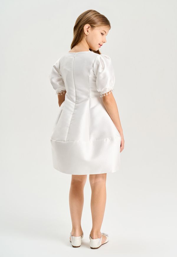 Crystal Embellished Puff Sleeves Dress