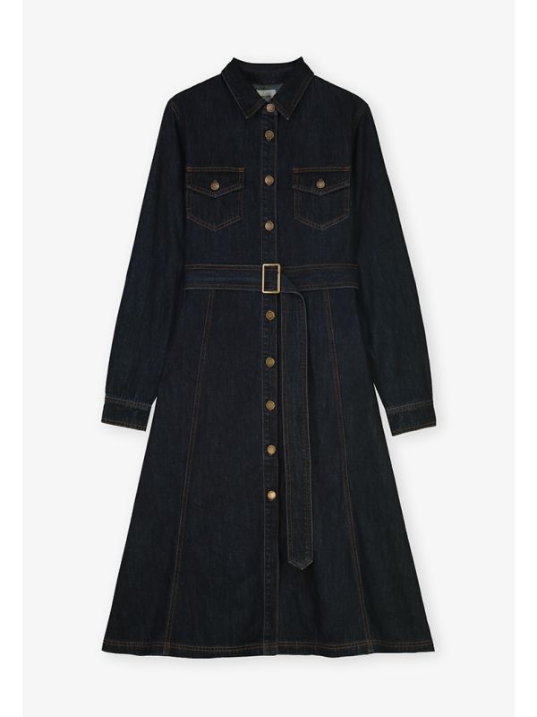 Belted Denim Shirt Dress